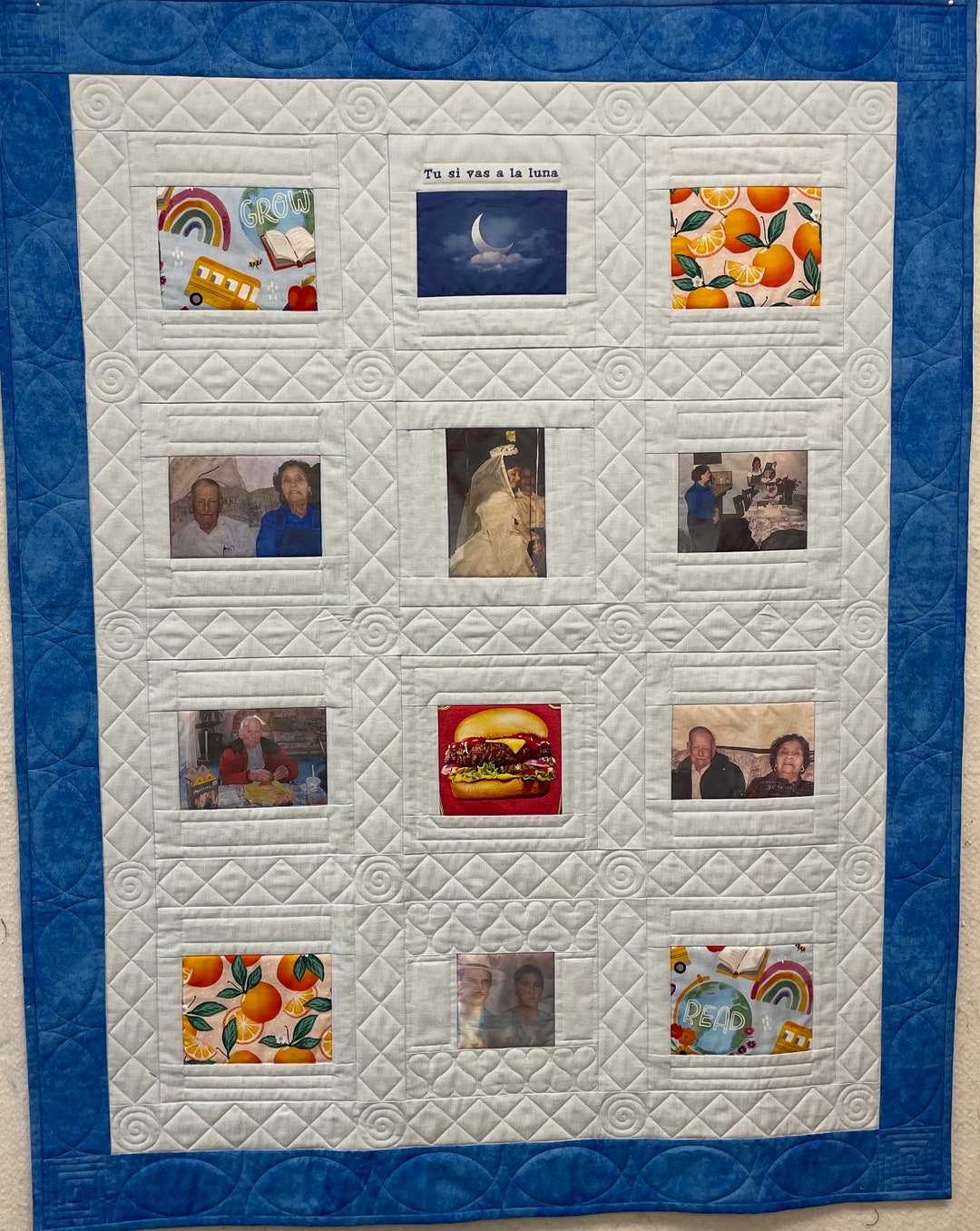Custom Photo Quilt - 12 Photo's & 5 Fabric Blocks - Etsy