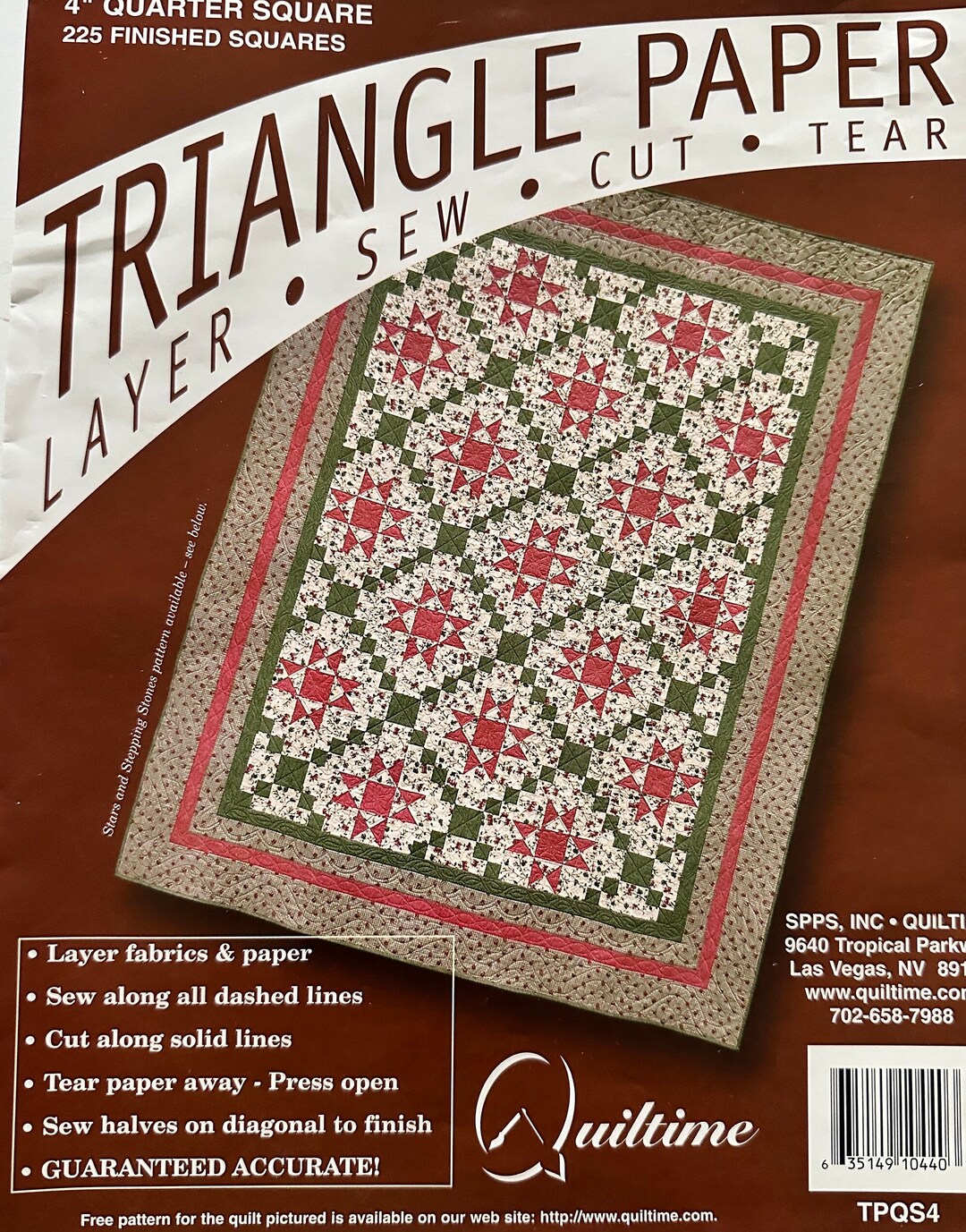 Quiltime 4" Quarter Square Triangle Paper | Quilting Supplies - Etsy