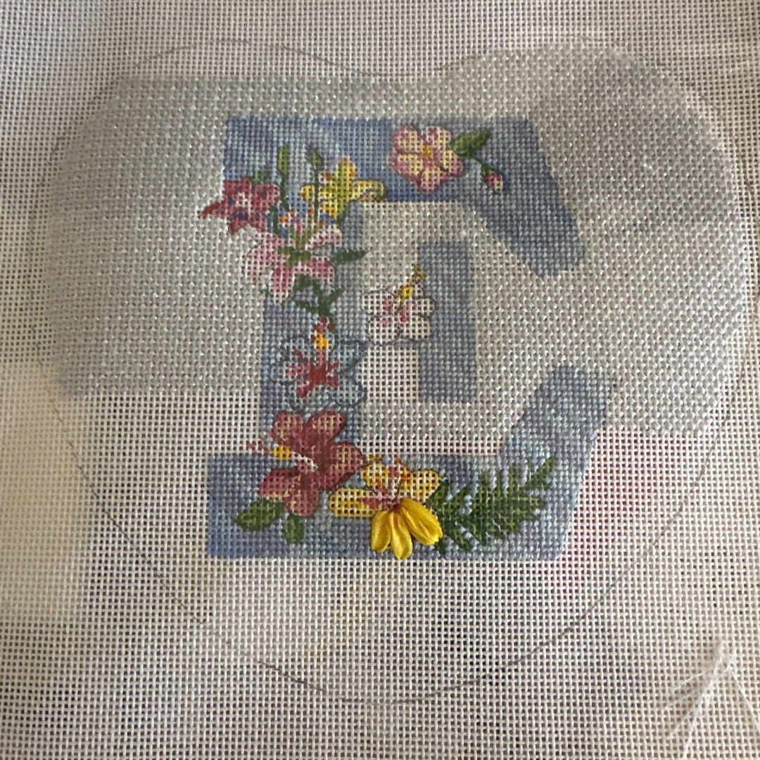 Monogram "e" Hand Painted Needlepoint Kit | Partially Completed - Etsy