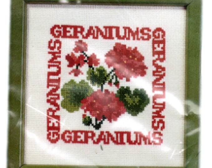 Framed Cross Stitch Kit | Red Geraniums - Etsy