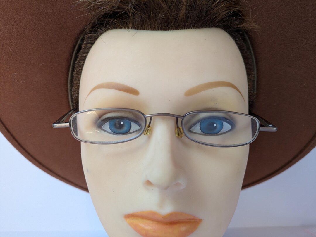 Vintage Small Rectangular Metal Rim Eyeglasses Square Reading Glasses ...