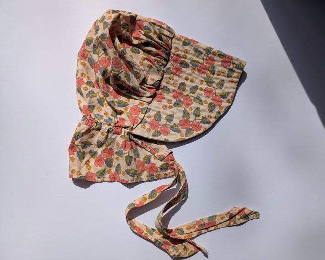 Vintage Adult Floral Print Cottagecore Handmade Prairie Bonnet Hat With ...