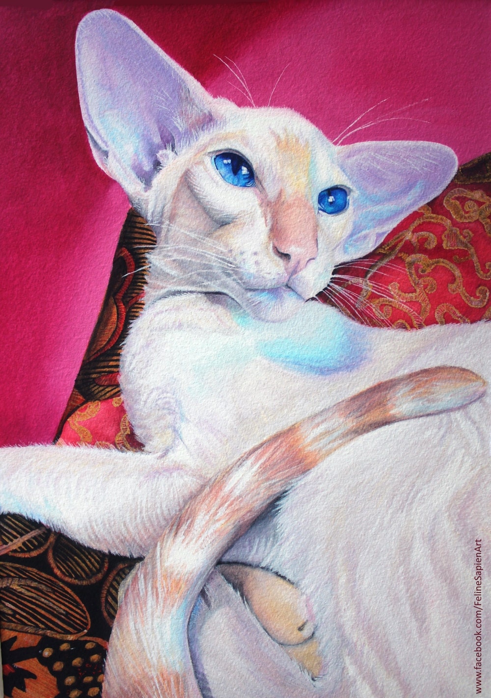 Siamese Cat Original Painting Print. Red Flame Point Siamese | Etsy