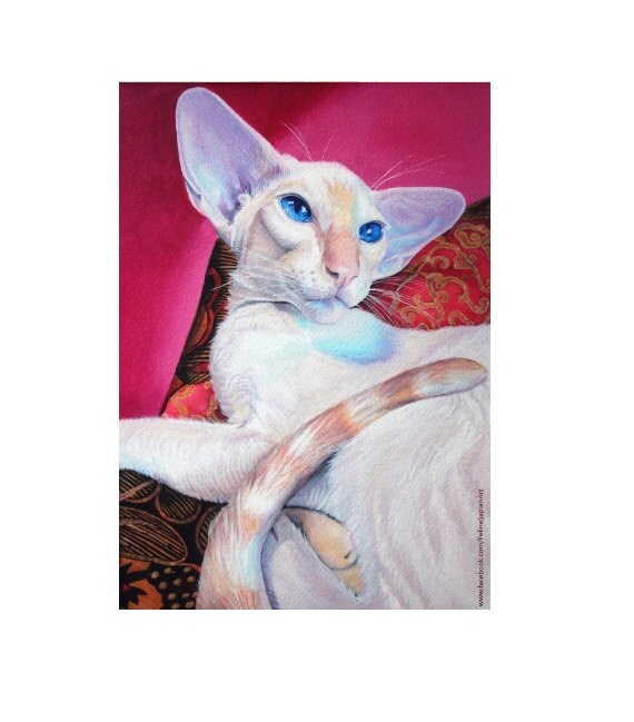 Siamese Cat Original Painting Print. Red Flame Point Siamese Cat Giclee ...