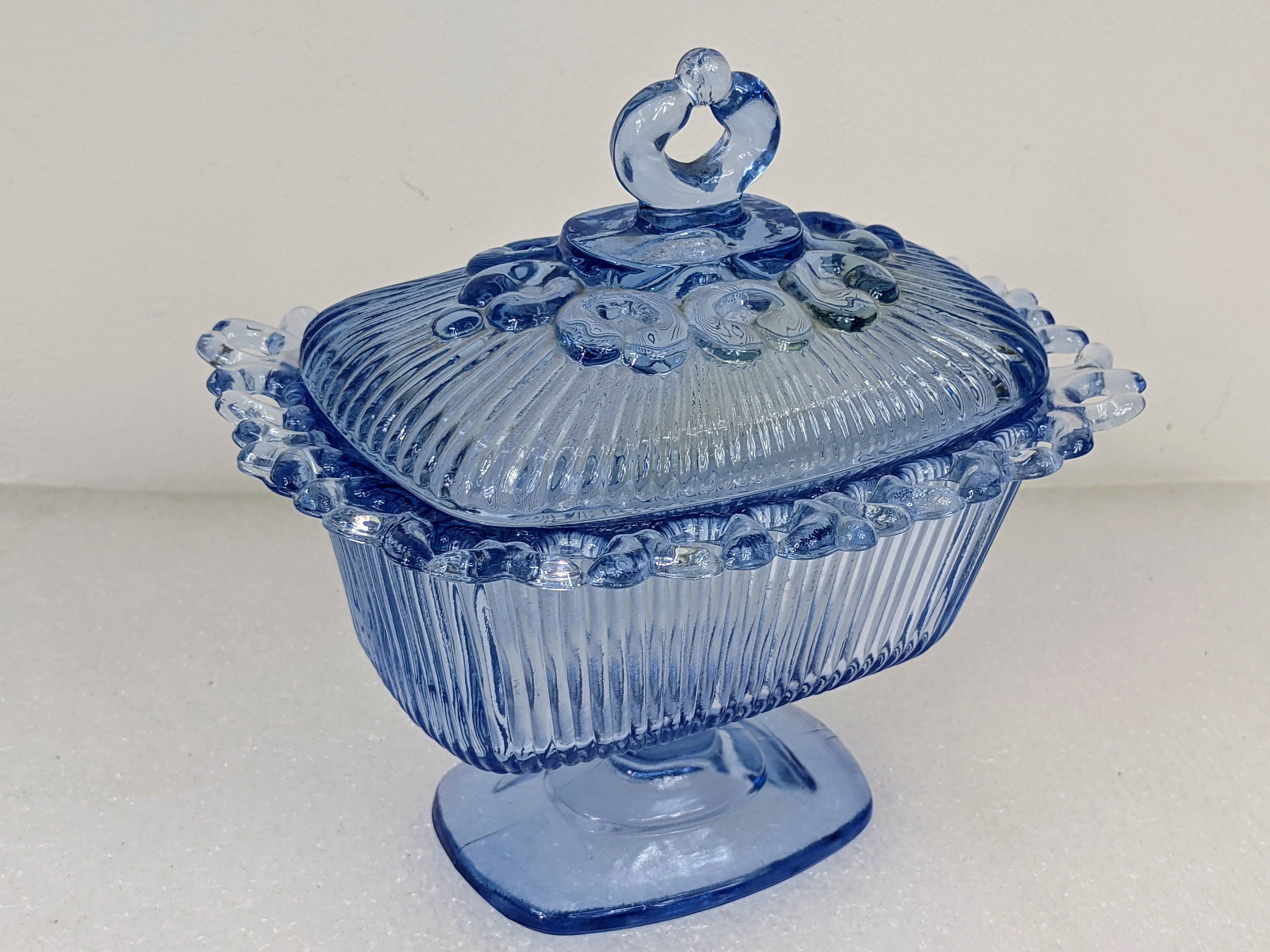 Vintage Blue Depression Glass Serving Dish Home & Living Bowls Kitchen ...