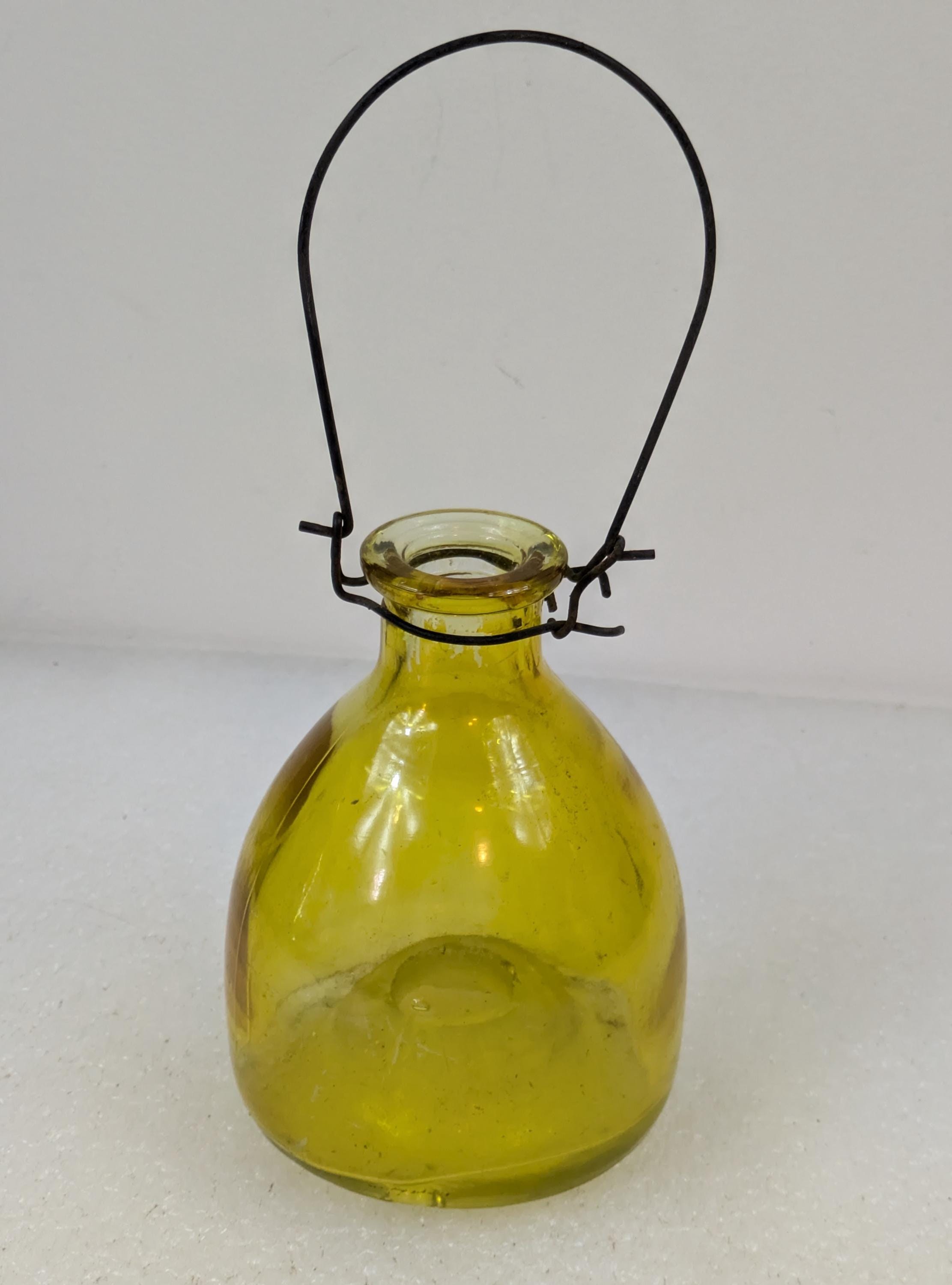 Antique Yellow Glass Fly Catcher Wasp Catcher Raised Wasp Old Hanging Fly Trap Bee Trap Etsy