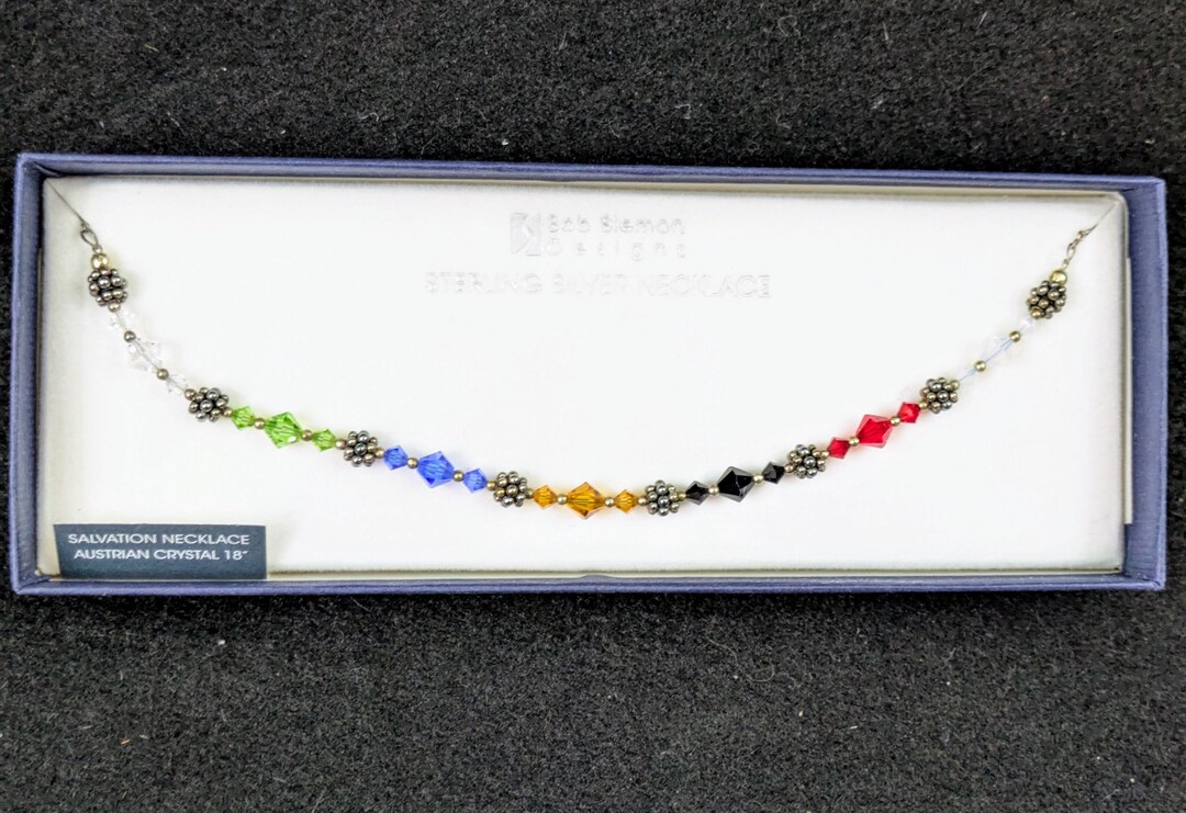 Vintage Bob Siemon NIB Salvation Necklace Sterling Silver 18" Austrian ...