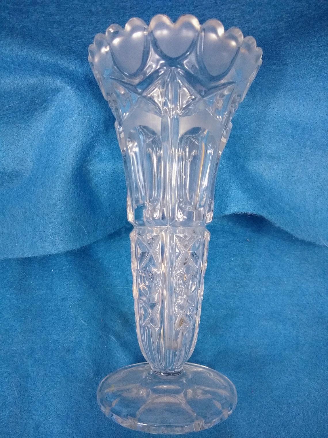 Antique Hofbauer Etched Heavy Lead Crystal Heart Vase 8 Tall - Etsy
