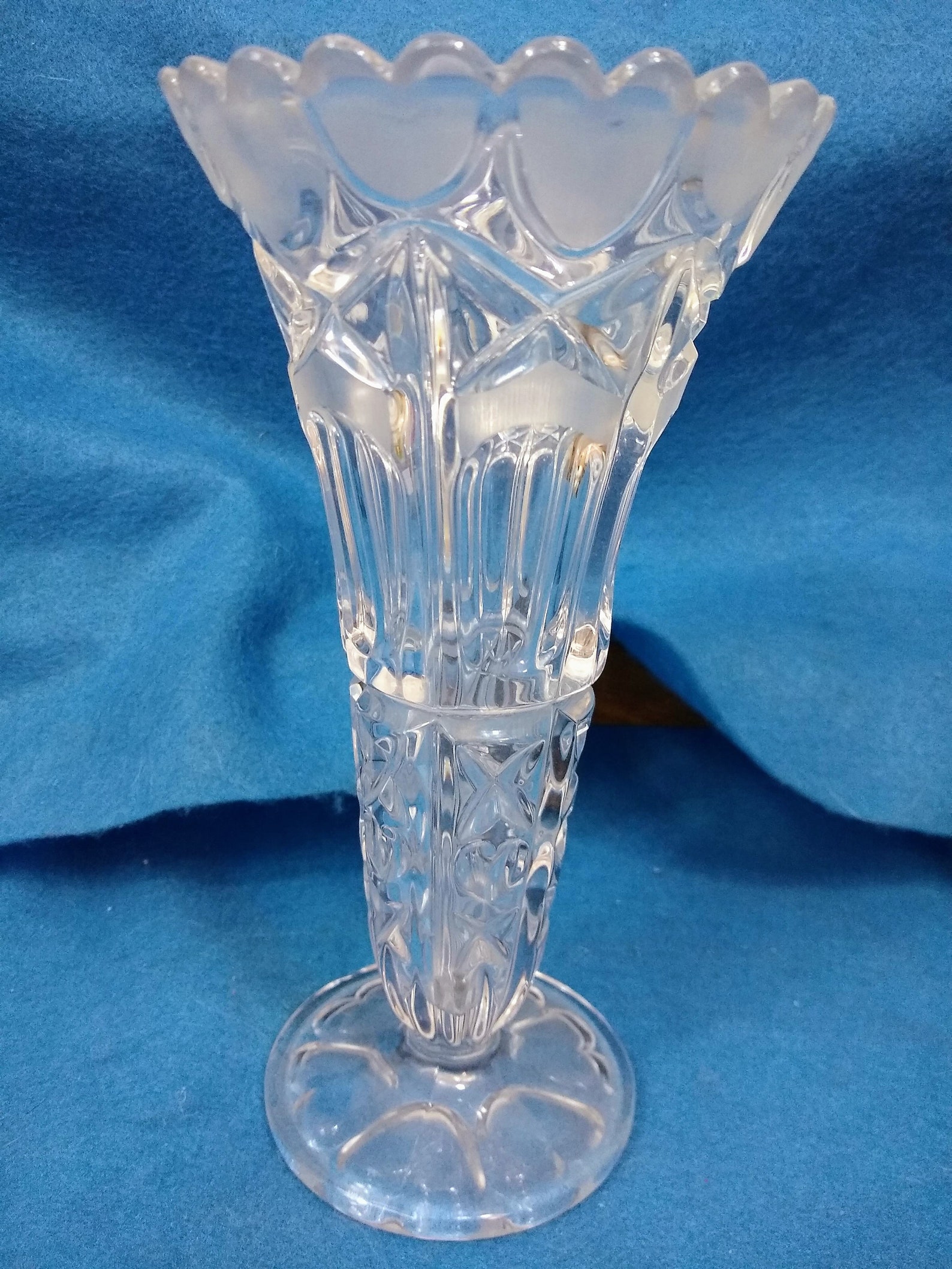 Antique Hofbauer Etched Heavy Lead Crystal Heart Vase 8 Tall - Etsy