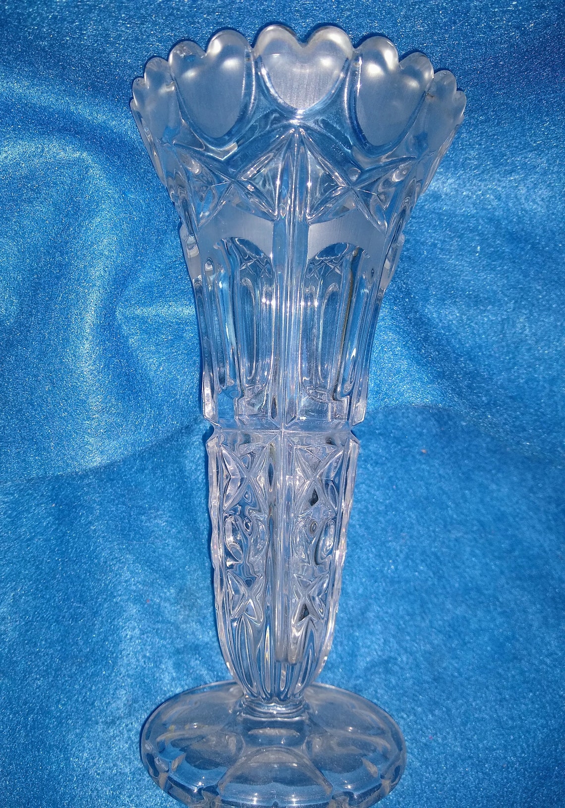 Antique Hofbauer Etched Heavy Lead Crystal Heart Vase 8 Tall - Etsy
