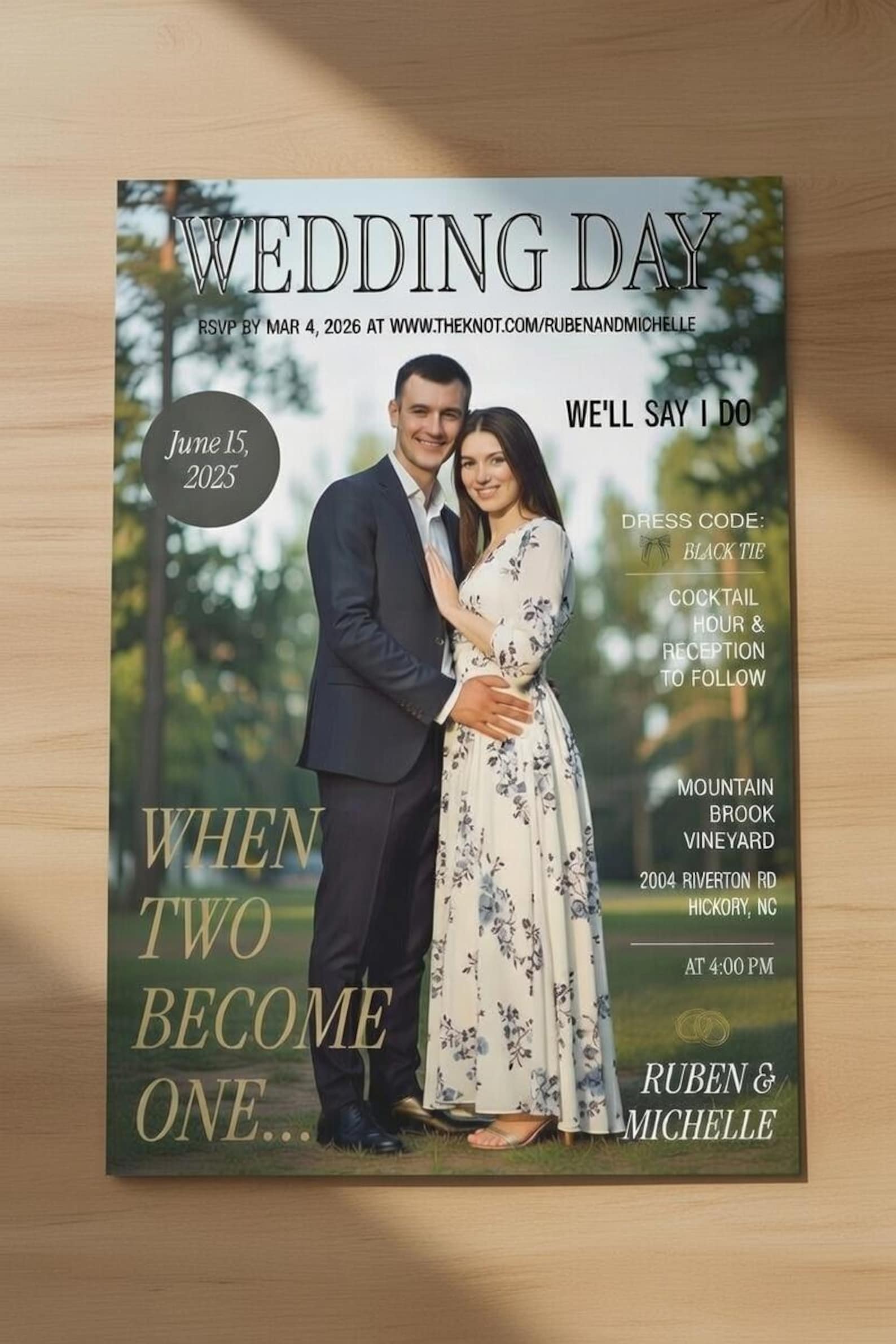 Magazine Cover Wedding Invitation, Editable Canva Template (digital ...