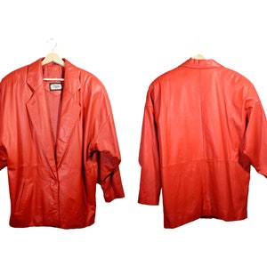 Medium Red Leather Jacket // 90's Red Leather Jacket // - Etsy