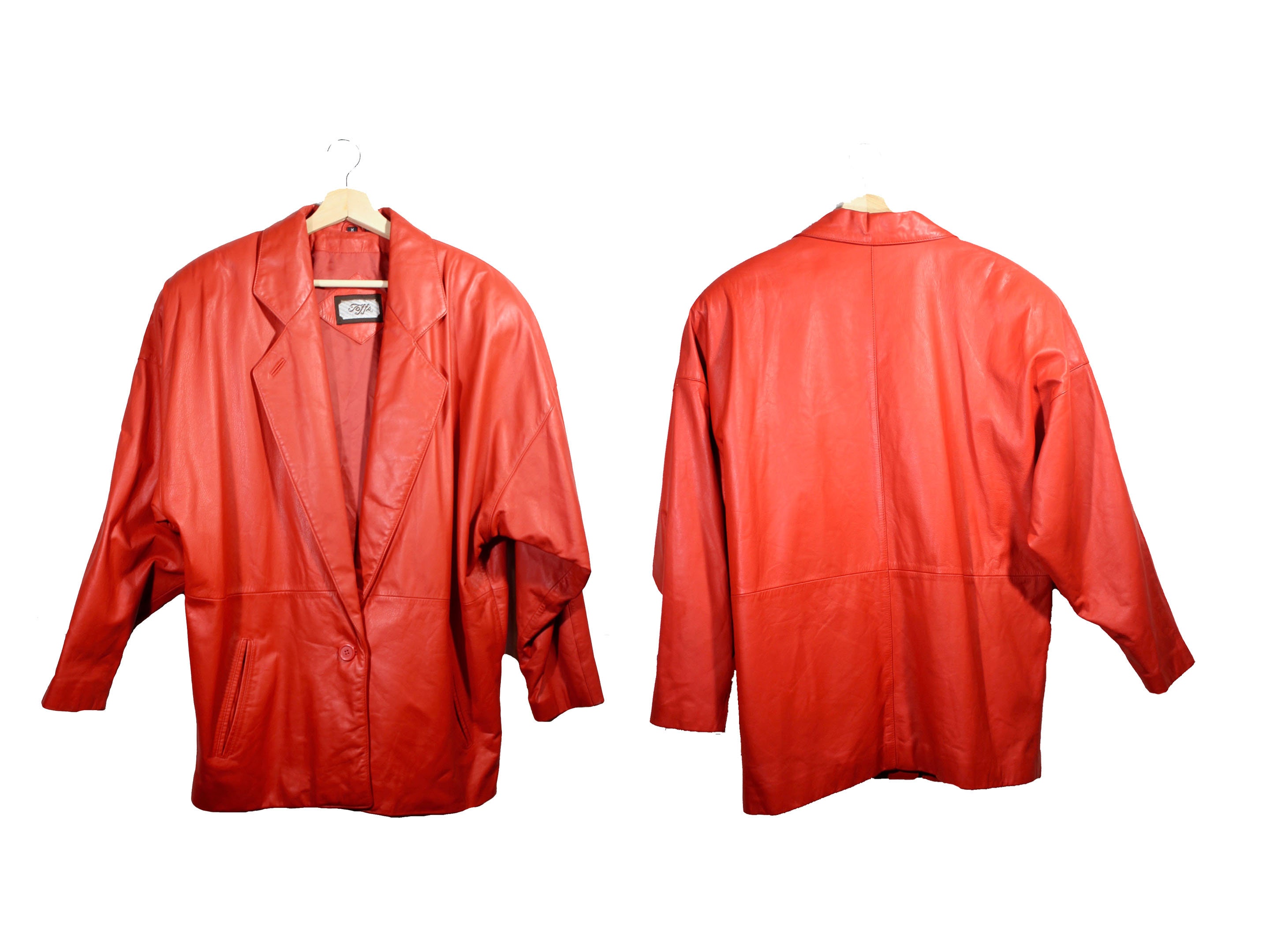 Medium Red Leather Jacket // 90's Red Leather Jacket // - Etsy