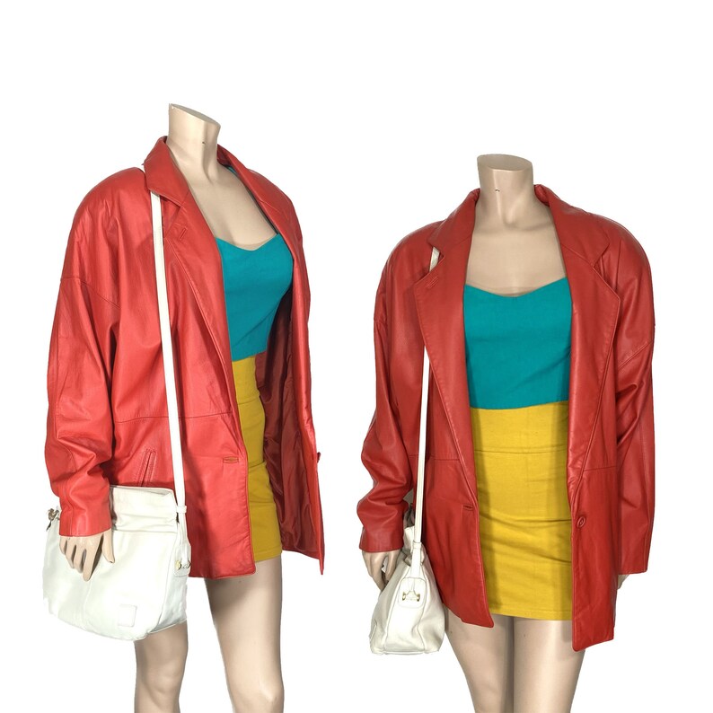 Medium Red Leather Jacket // 90's Red Leather Jacket // - Etsy