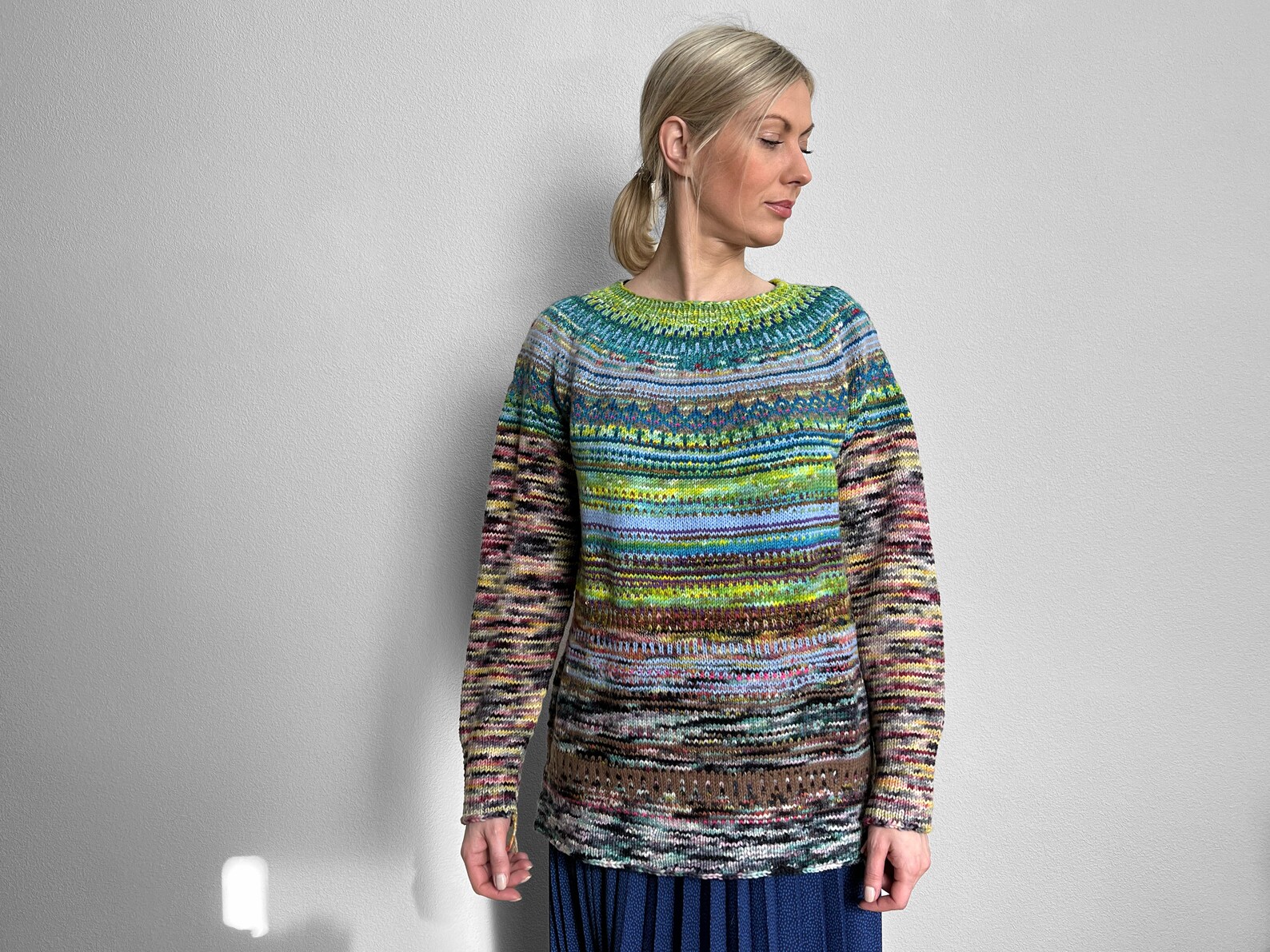 Handmade Knitted Tie-dyed Merino Wool Icelandic-style Sweater With ...