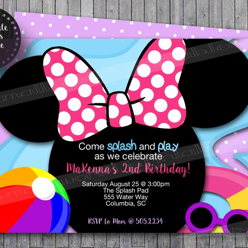 Minnie Mouse Pool Party Birthday Digital Invitation - Etsy