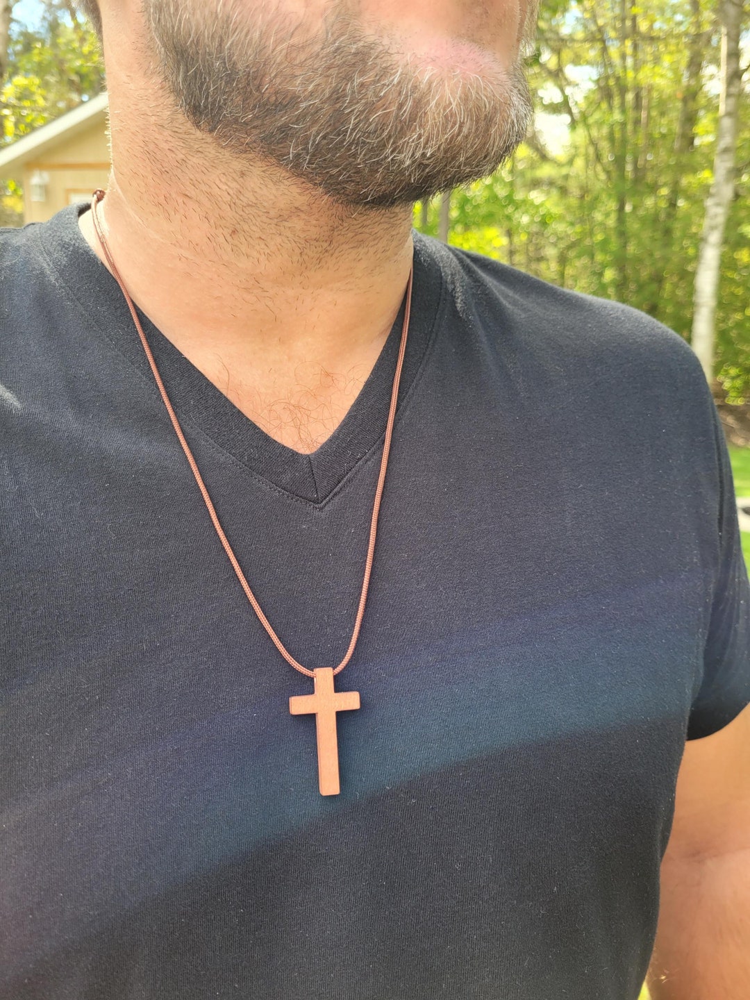 Mens Wooden Cross - Mens Black Wood Cross Necklace - Wood Cross - Etsy