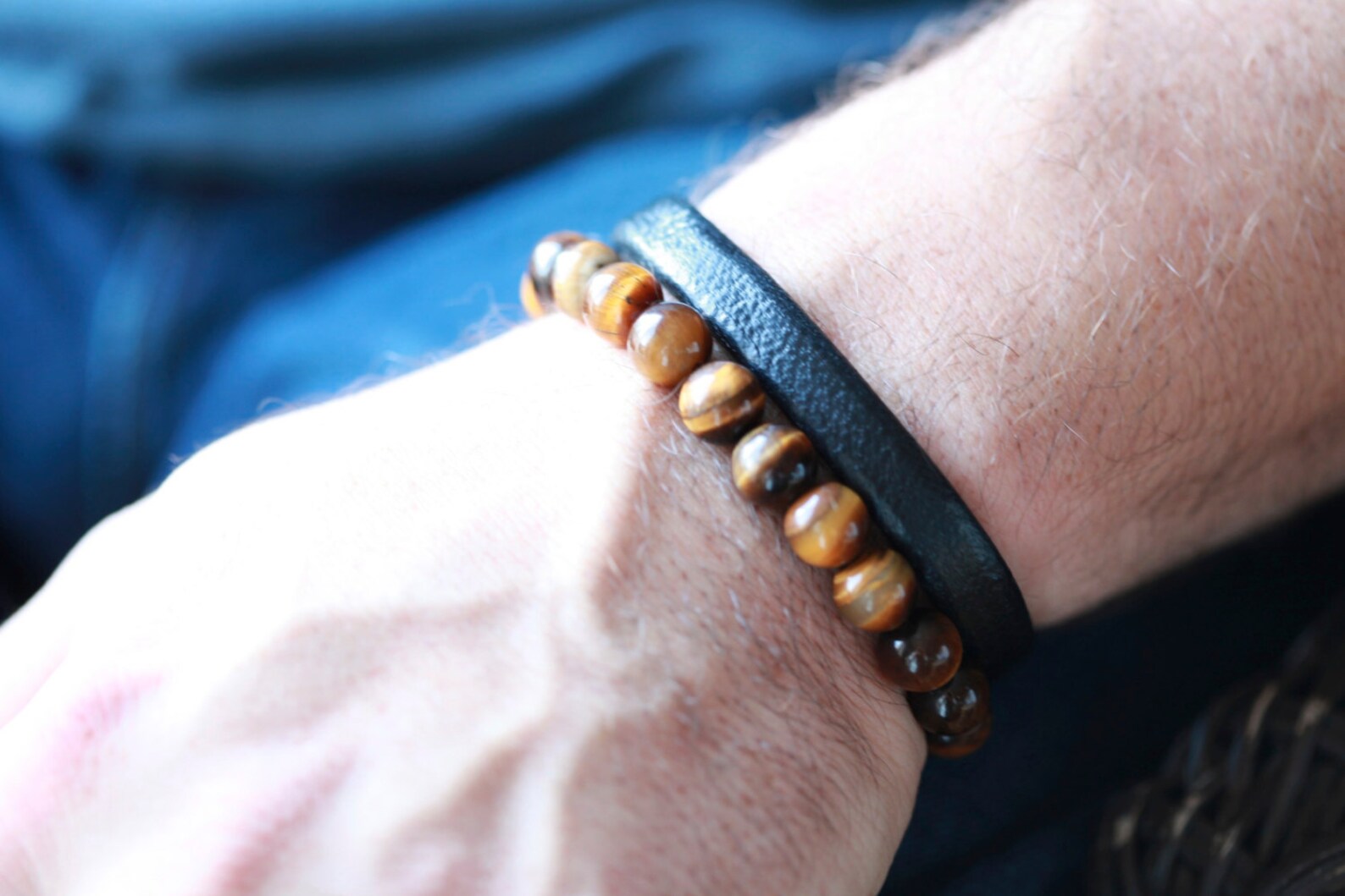Mens Gem Stone Bracelet With Gunmetal Accents Mens Bracelets - Etsy