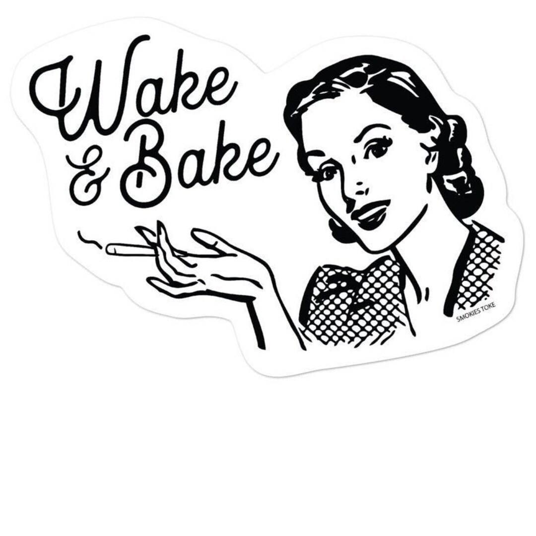 Wake and Bake Funny Weed Sticker 3 5.5 Inch Retro Vintage Cannabis ...