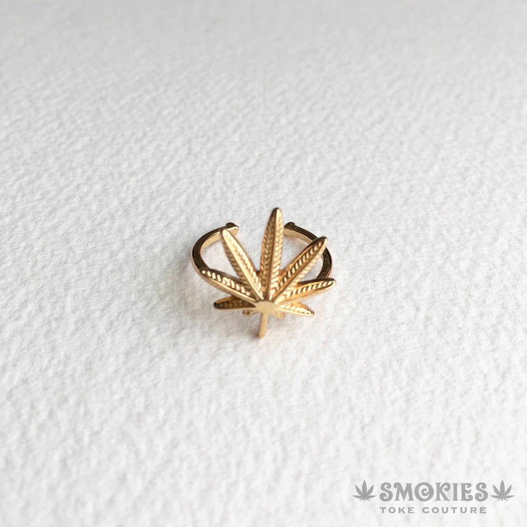 Gold Marijuana Ring Weed Ring Stoner Gift for Her Cannabis Jewelry Weed ...