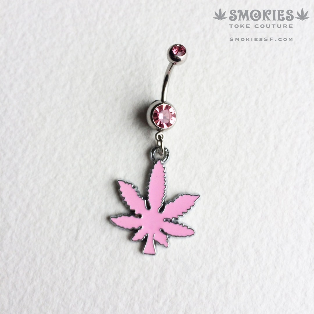 Weed Bellybutton Ring,stoner Accessories,pink Marijuana Leaf Belly ...