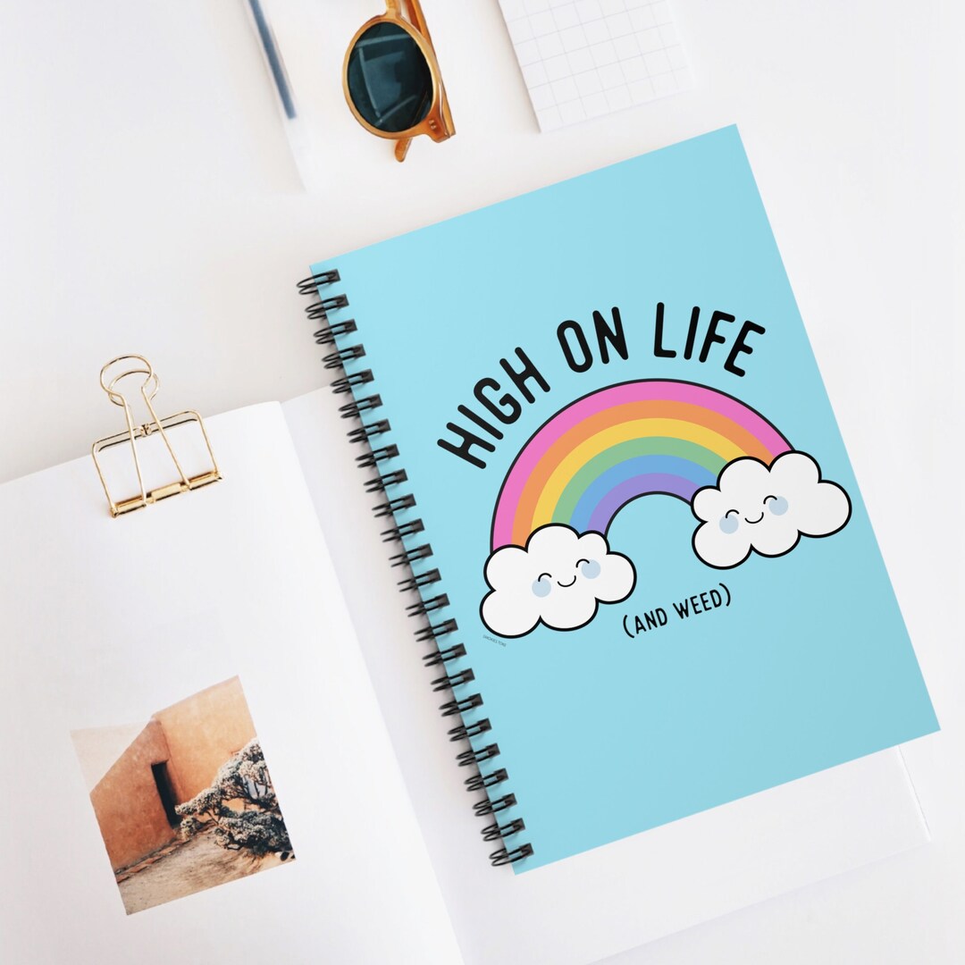 High on Life Rainbow Weed Spiral Notebook 118 Pages Ruled Line Journal ...