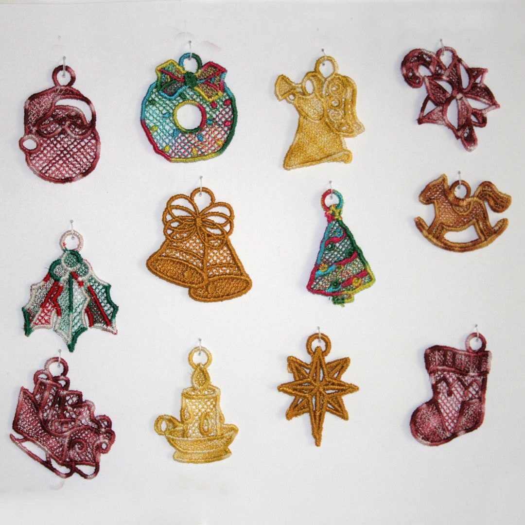 Mini Christmas FSL Embroidered Ornaments - Etsy