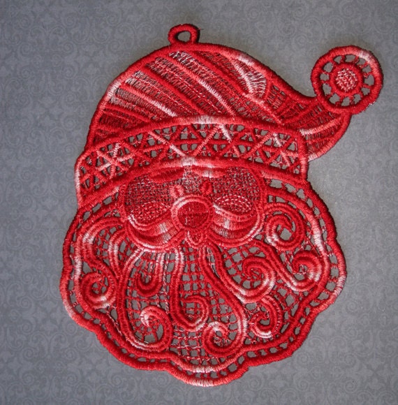 Santa FSL Embroidered Ornament - Etsy