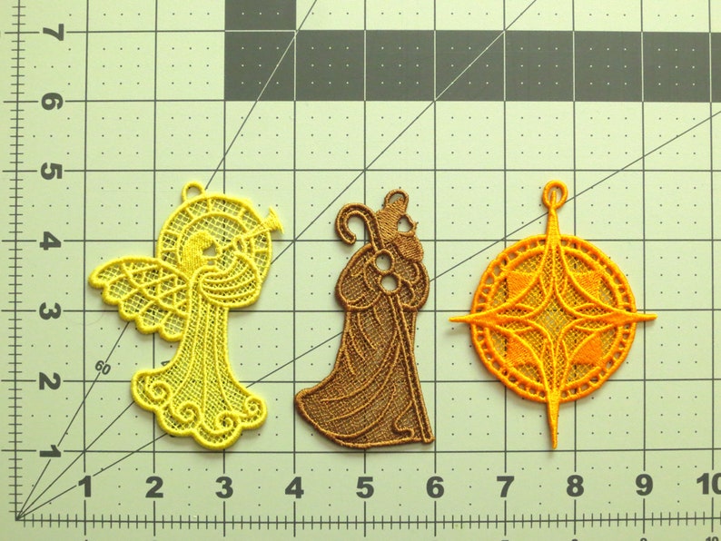 Nativity FSL Embroidered Ornament Set - Etsy