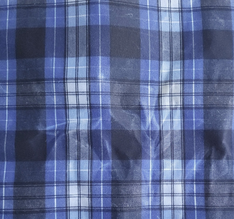 Waxed Plaid Canvas Fabric - Blue, Black, White (1/2 Yard Increments) - Etsy