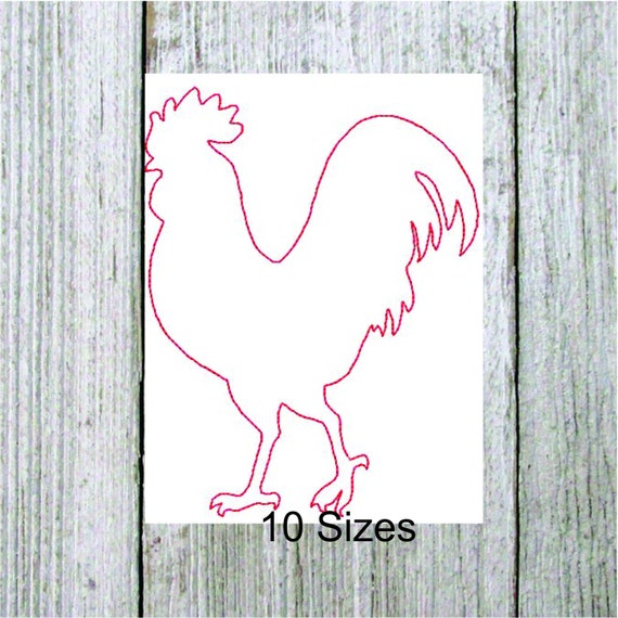 Rooster Outline 10 Sizes Machine Embroidery Design Quilting - Etsy