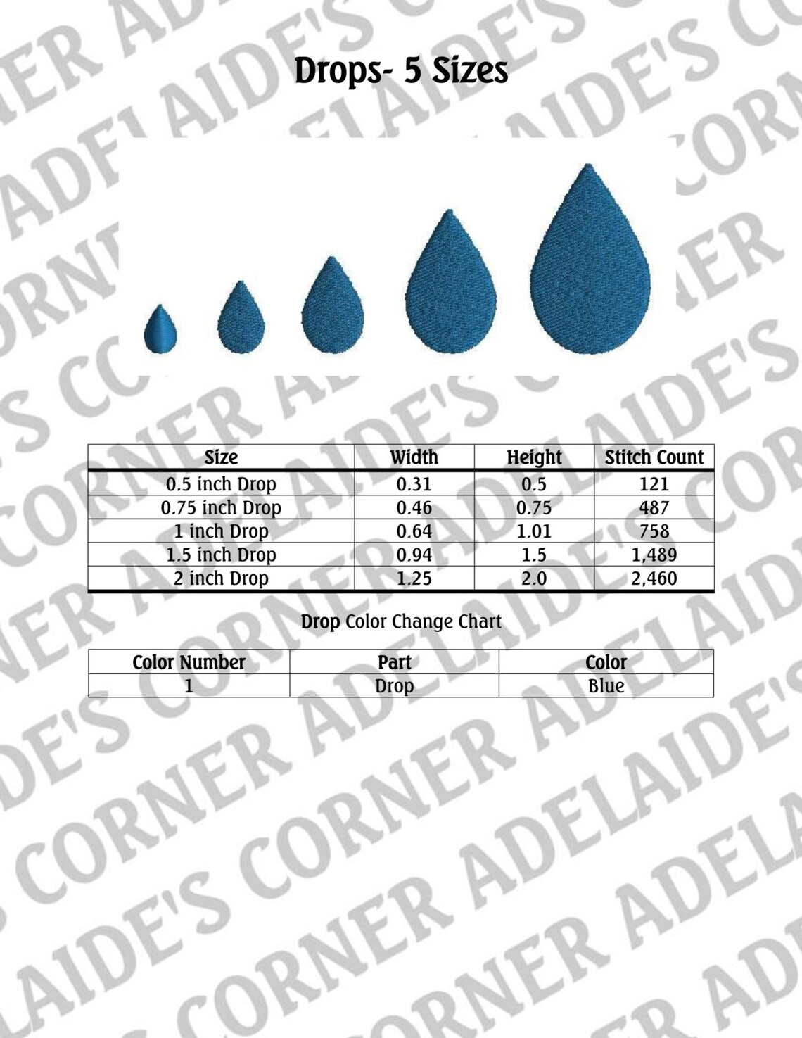 Embroidery Design, Mini Raindrops, or Teardrops Embroidery Design, 5 ...