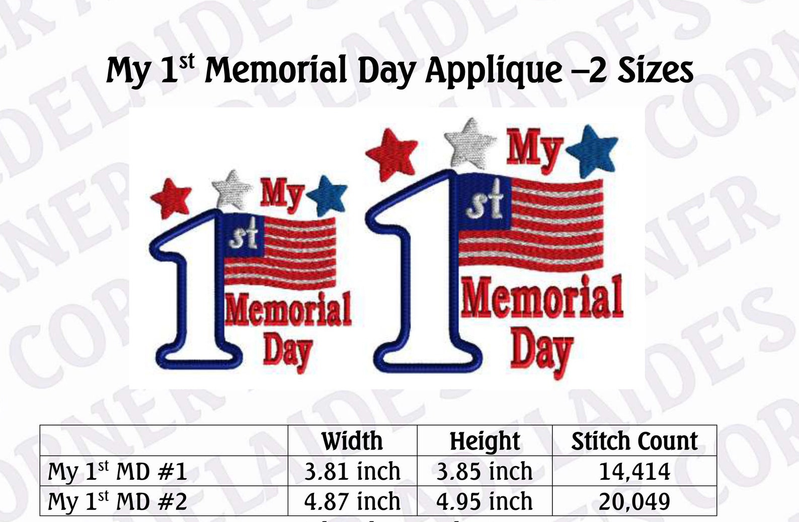 Embroidery Design, My 1st Memorial Day Applique, 2 Sizes, Summer ...