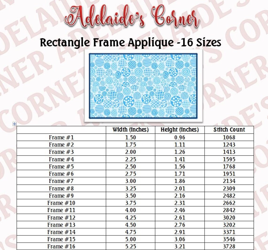 Frame Embroidery Design Rectangle Embroidery Frame Rectangle - Etsy