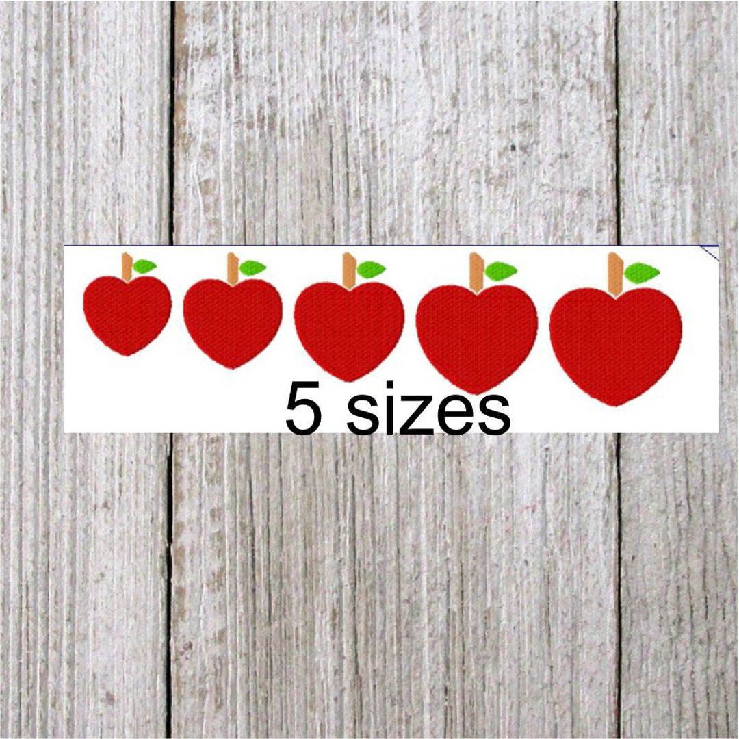 Apple Heart Mini Embroidery Design, 5 Sizes, Filled Stitch, Apple ...