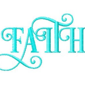 Faith Calligraphy Embroidery Design, One Word Design, 3 Sizes, Filled ...