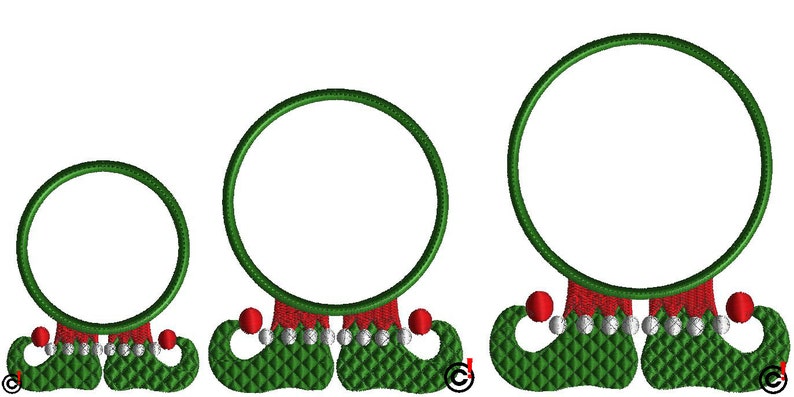Christmas Embroidery Design Elf Shoes Monogram Frame 3 Size - Etsy
