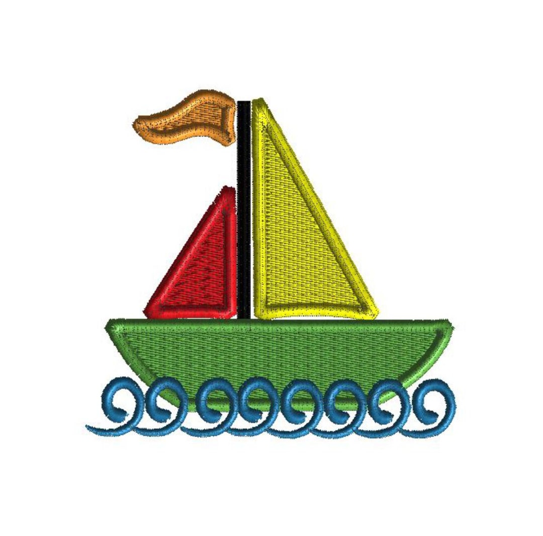 Sailboat Machine Embroidery Design, 3 Sizes, Filled Stitch, Summer ...