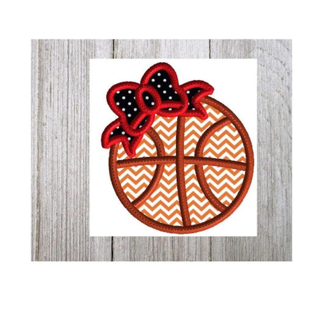 Basketball With Bow Applique, 3 Size Machine Embroidery Design - Etsy