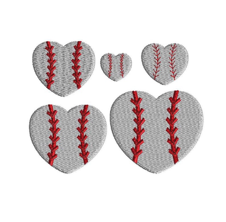 Baseball Mini Hearts Embroidery Design 5 Sizes Filled Stitch - Etsy