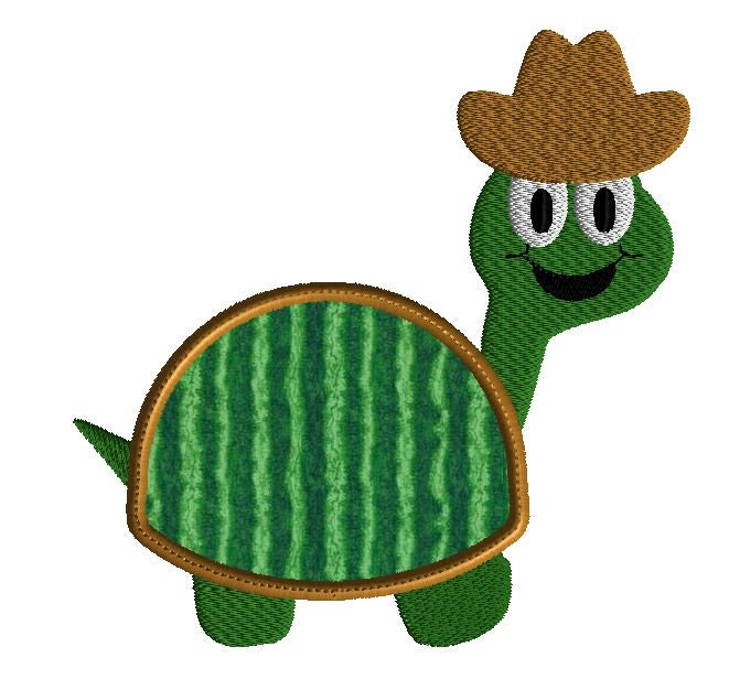 Turtle Cowboy 5 sizes turtle applique cowboy hat turtle | Etsy