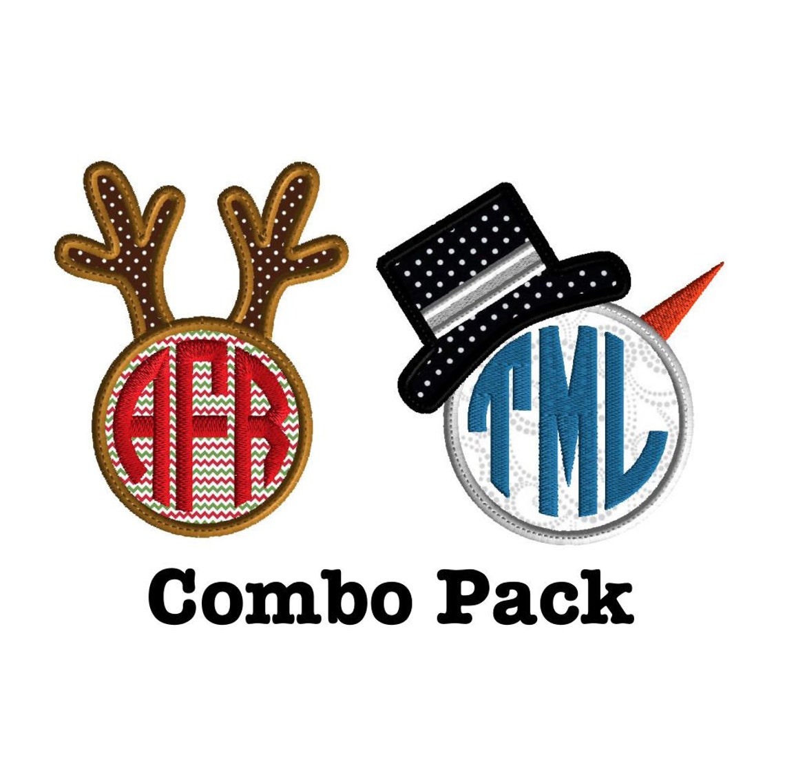 Winter Christmas Embroidery Monogram Frames Combo Pack 2 - Etsy