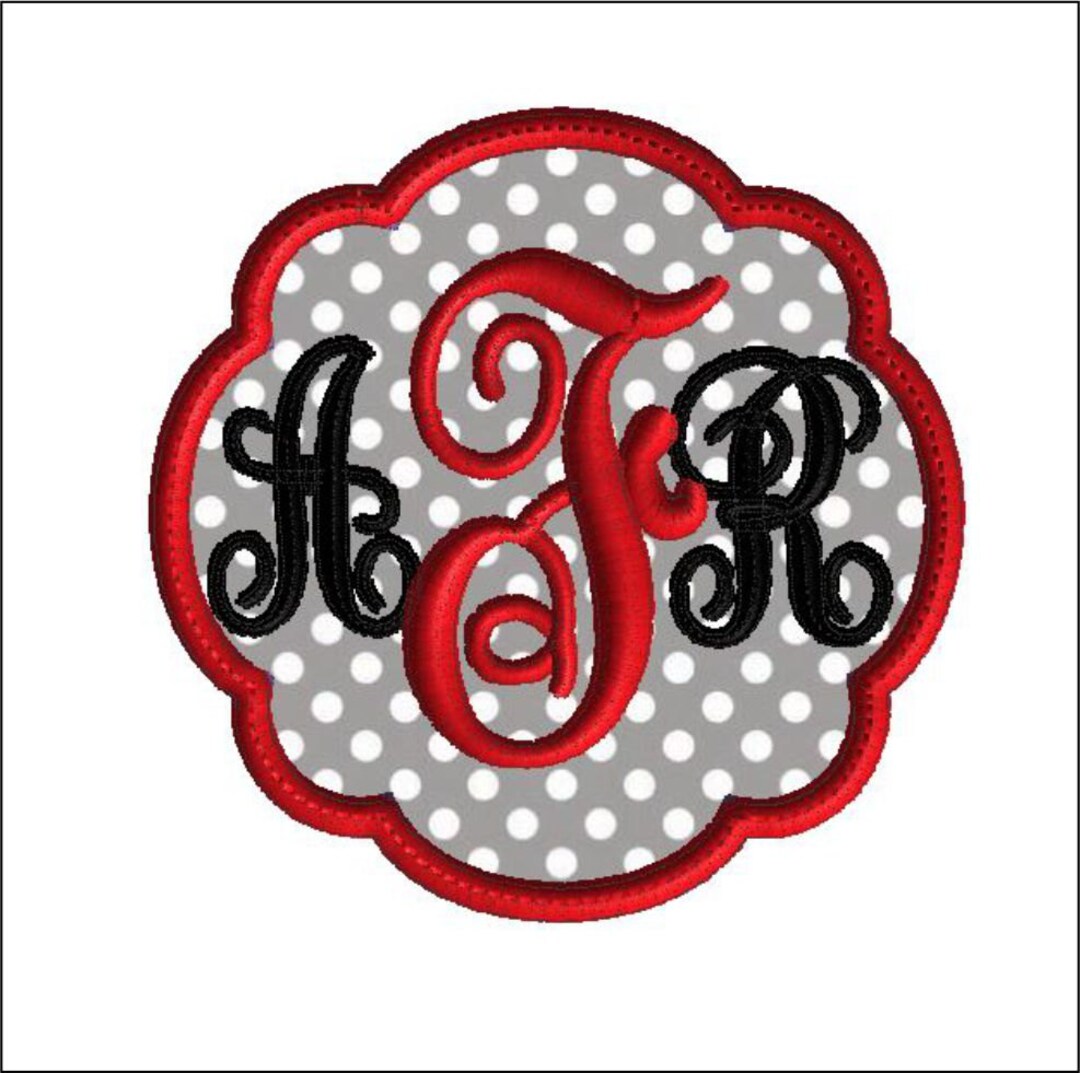 Scalloped Circle Monogram Frame, Machine Embroidery Design, 10 Size ...