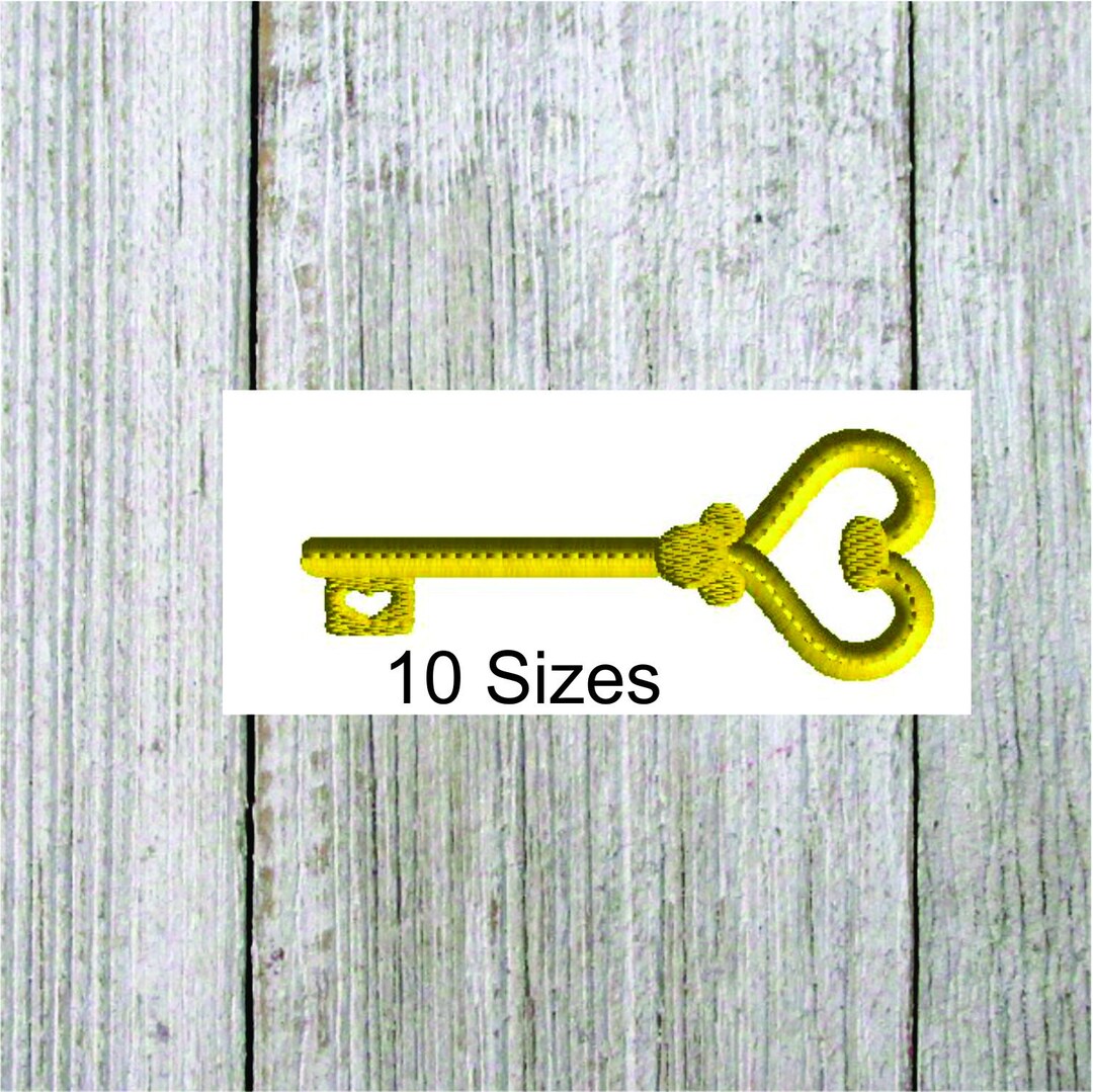 Key Embroidery Design, 10 Sizes, Filled Stitch, Mini Design, Machine ...
