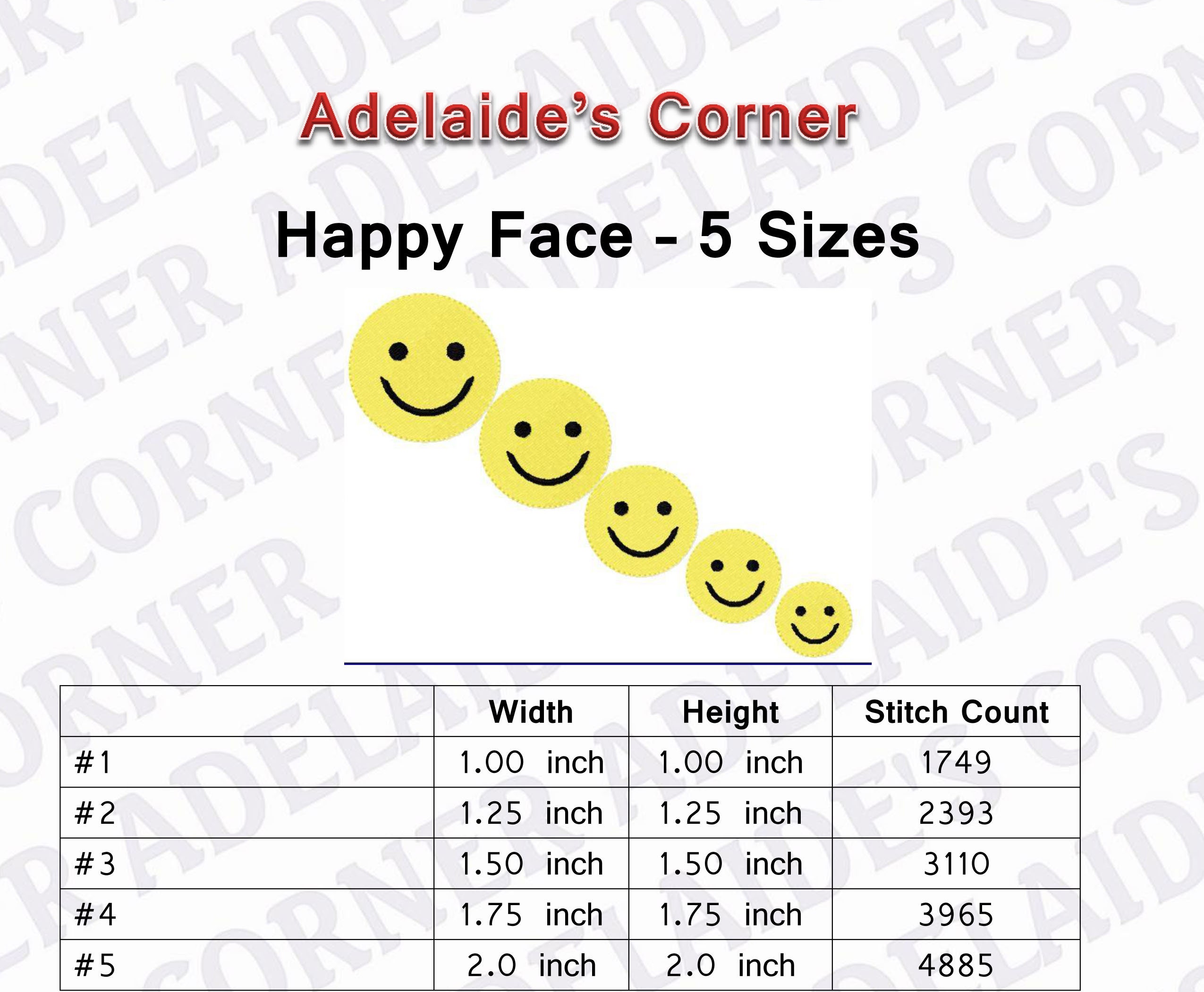 Happy Face Embroidery Design Mini Filled Stitch Designs 5 - Etsy