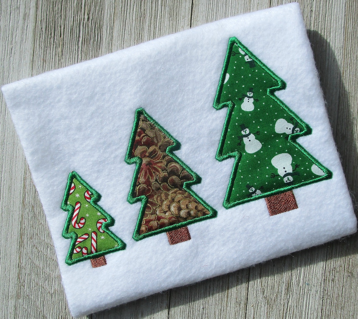 Christmas Tree Applique Christmas embroidery design 21 | Etsy