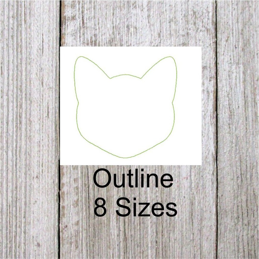 Cat Face Outline Machine Embroidery Design 8 Sizes, Cat Quilting ...