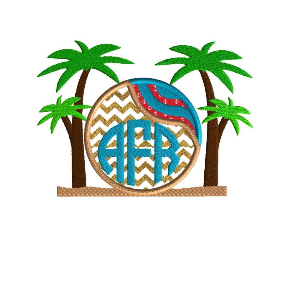 Embroidery Design Beach Monogram Frame 3 Size Applique No - Etsy
