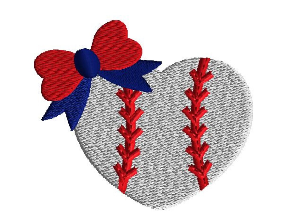 Baseball Embroidery Design, Mini Baseball With Bows, Five Sizes, Filled ...
