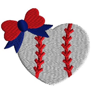 Baseball Embroidery Design, Mini Baseball With Bows, Five Sizes, Filled ...